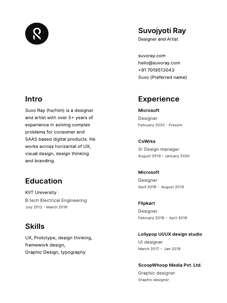 61471985e70f4970249c84c7 - Suvo Ray Resume | PDF | Art