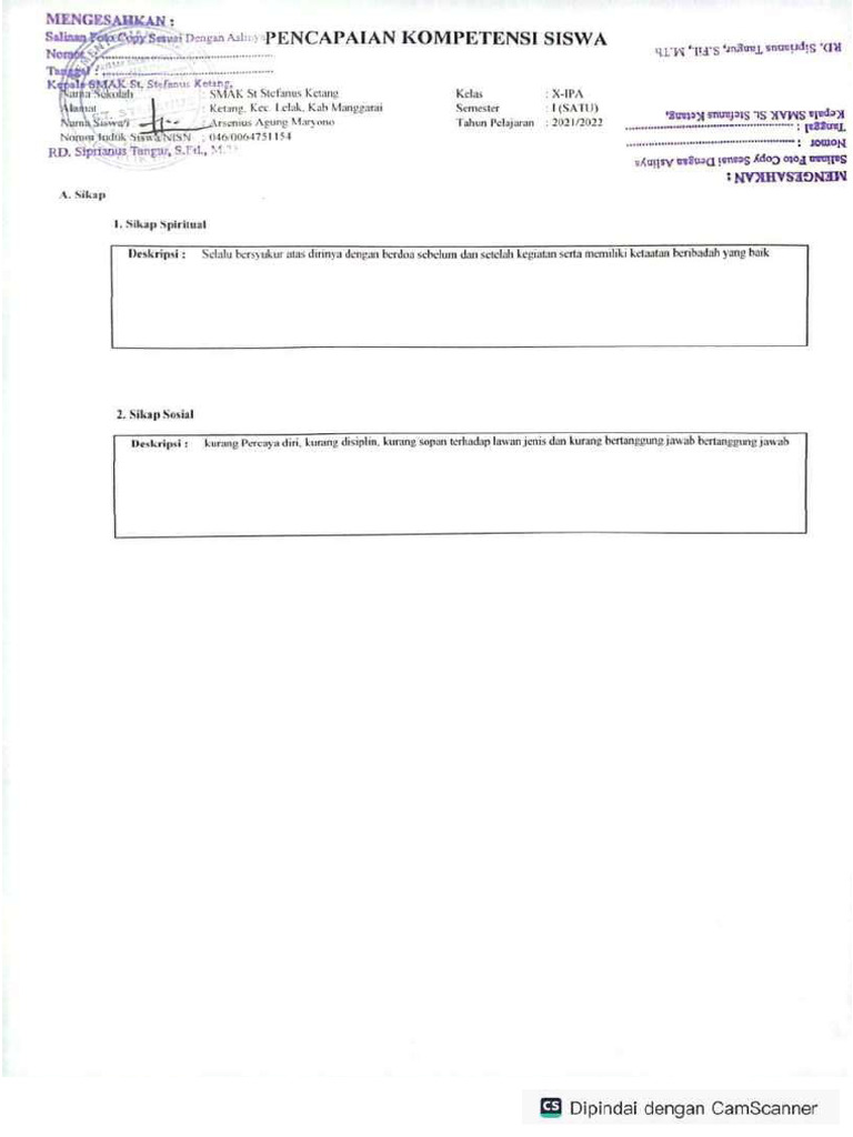 Rapor Semester 1a | PDF