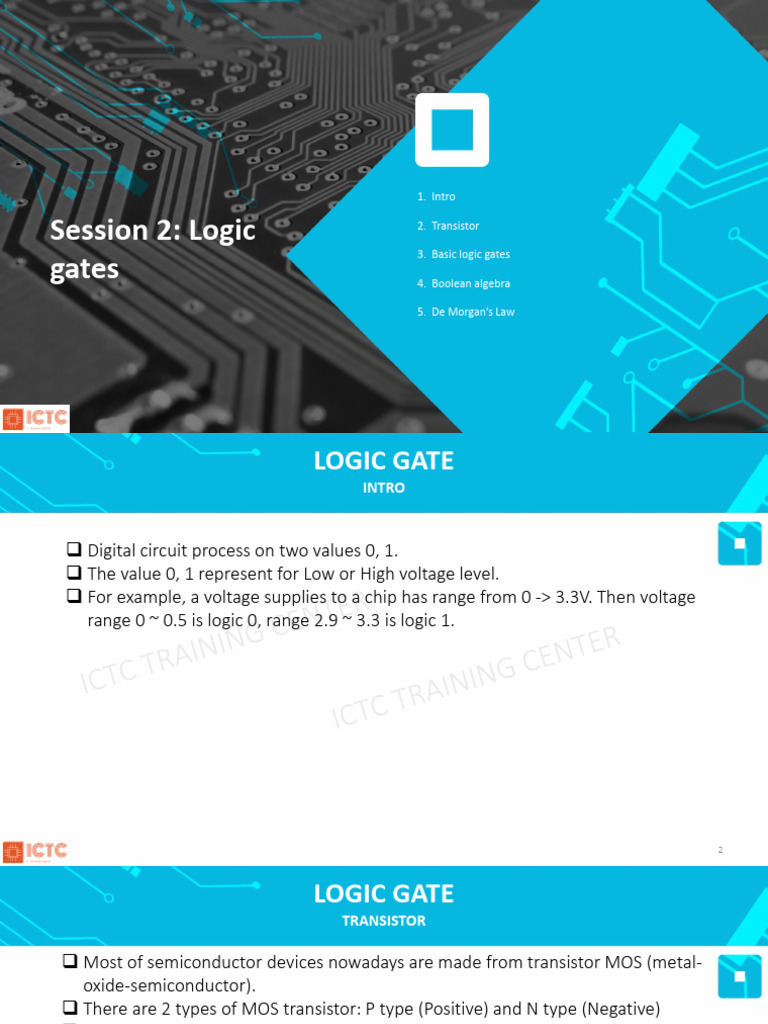 Ic Overview Session2 Logic Gate | PDF | Logic Gate | Boolean Algebra
