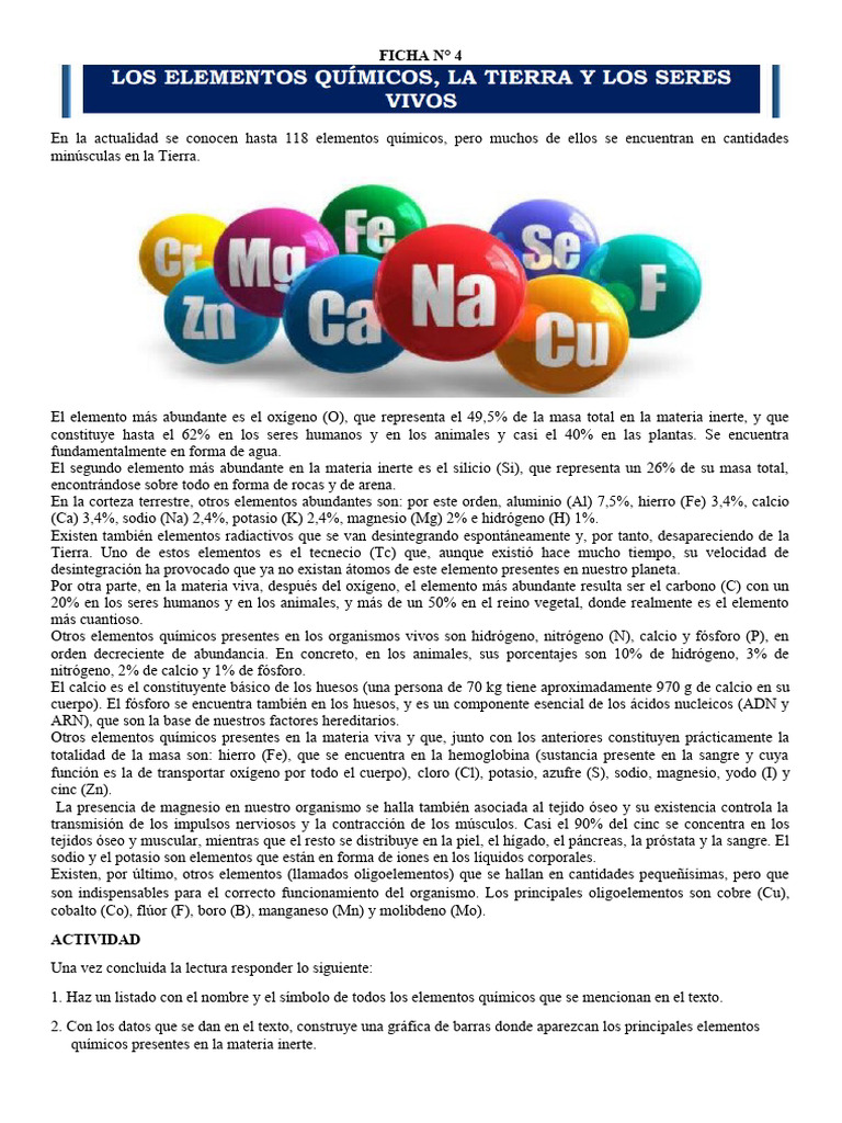 Ficha 4 Elementos Químicos | Descargar gratis PDF | Elementos químicos ...