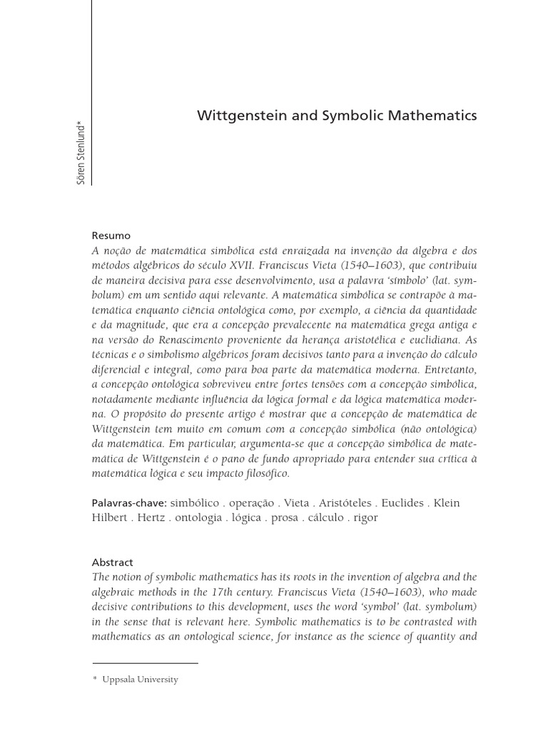 Wittgenstein and Symbolic Mathematics | PDF | Logic | Mathematics