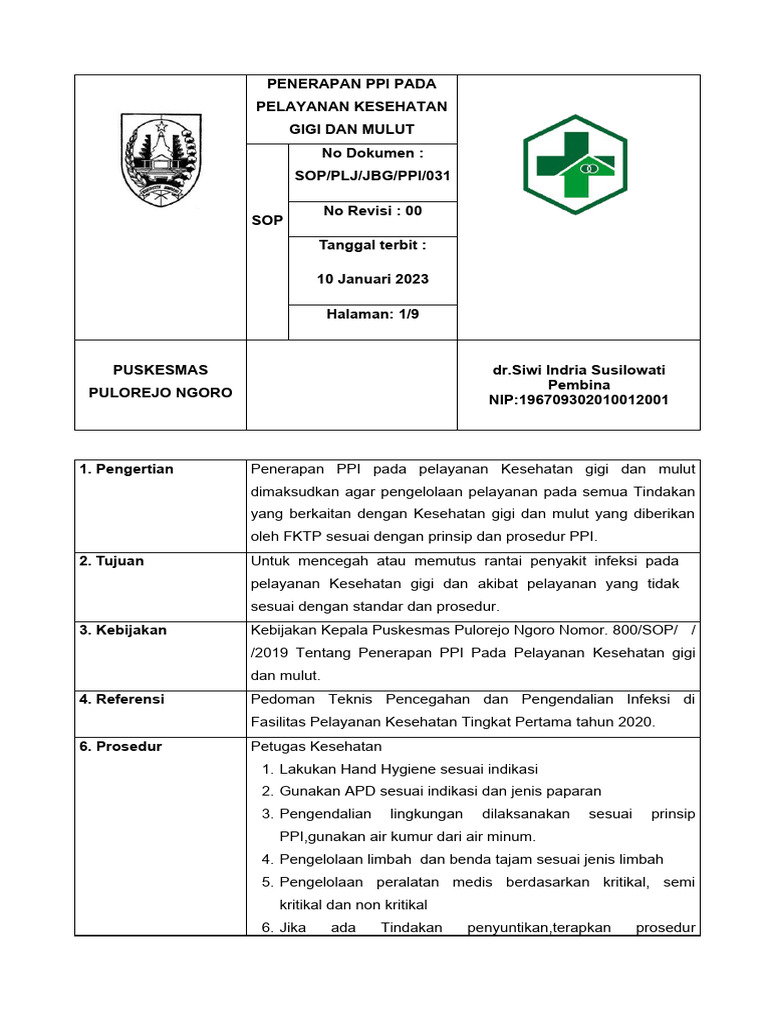 Sop Penerapan Ppi Pada Pelayanan Keseht Gilut | PDF | Pengembangan Diri ...