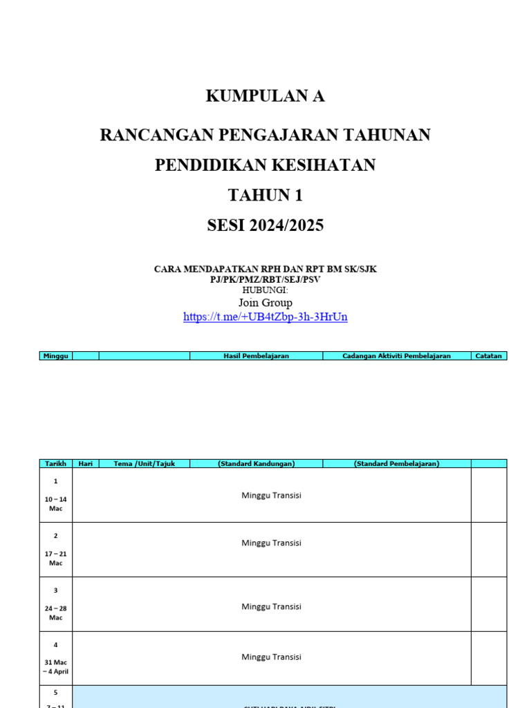 RPT PK TH 1 2024 2025 | PDF
