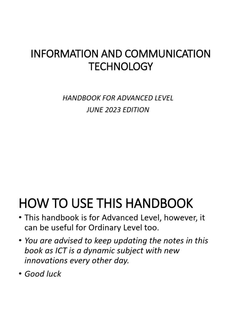 Advanced ICT Handbook 2023 Guide | PDF | Booting | Bios