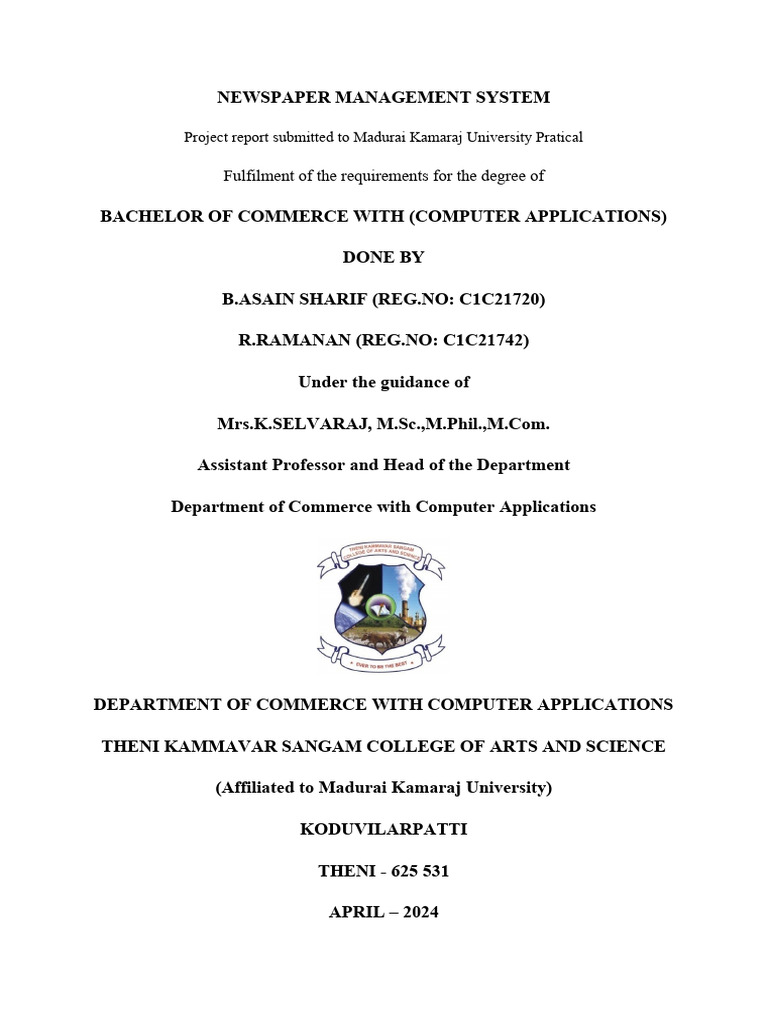 NEWSPAPER MANAGEMENT SYSTEM front page | PDF | Software Testing | System