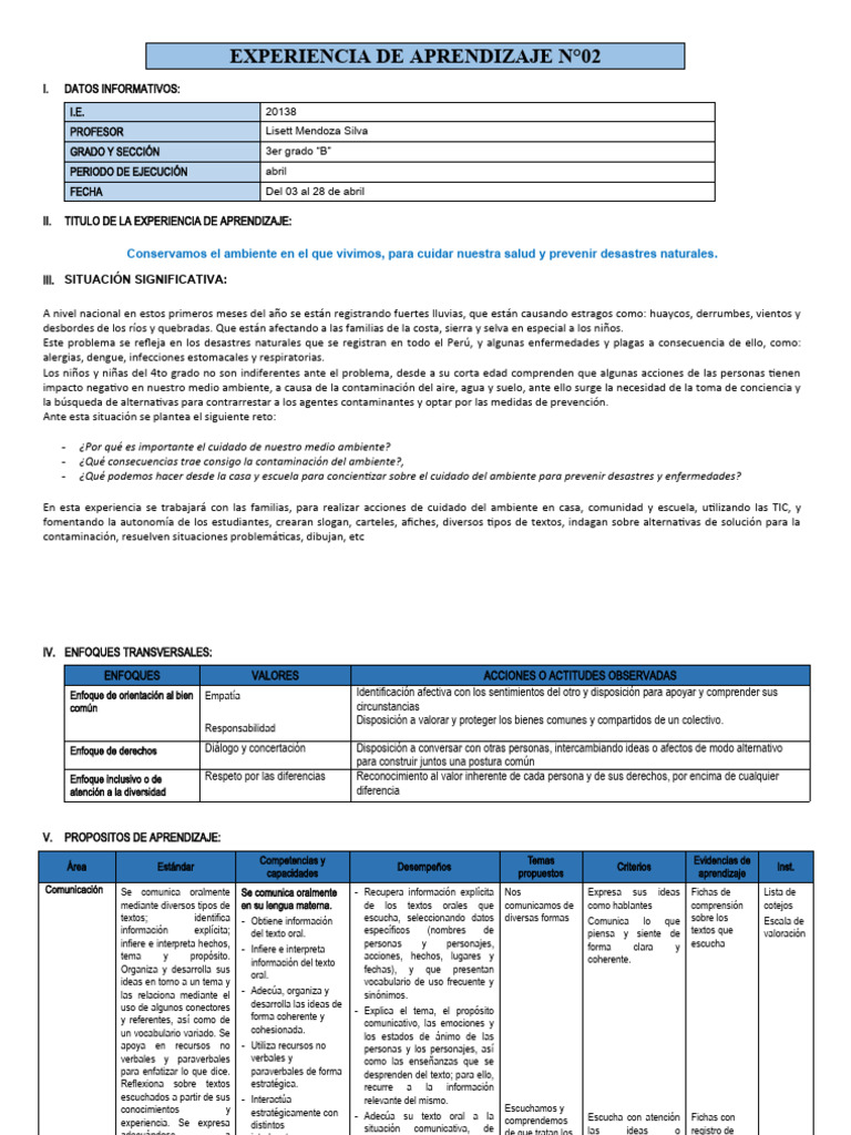 3° Grado - Experiencia de Aprendizaje N°02 | PDF | Números | Sustracción