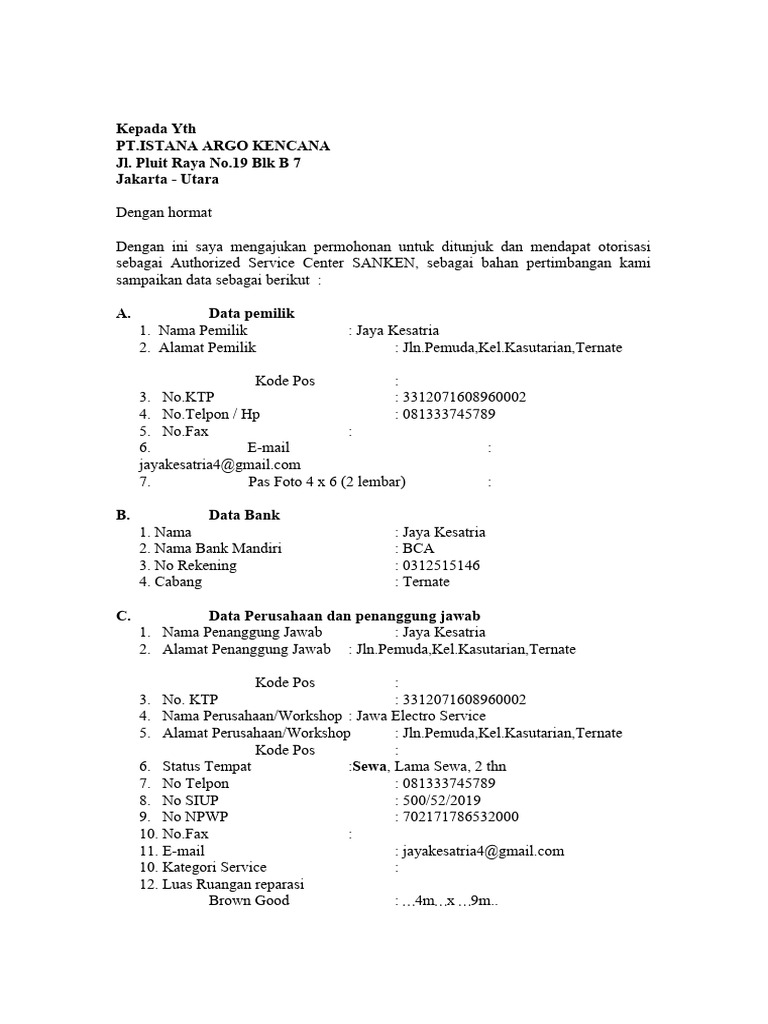 Form Pengajuan ASC Ternate | PDF