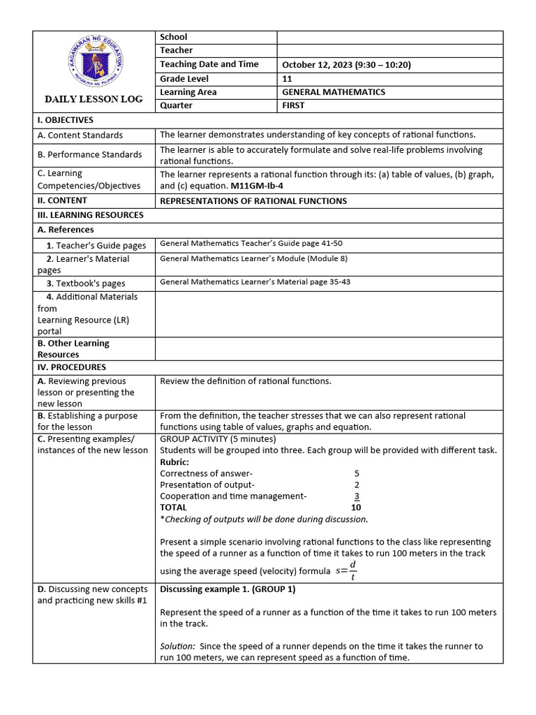 Representations of Rational Functions | PDF | Function (Mathematics) | Learning