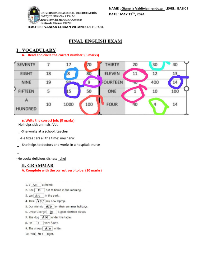 Basic English Final Exam Guide | PDF