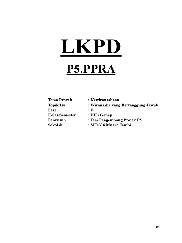 Projek P5 - Lampiran LKPD Formatif Kewirausahaan | PDF