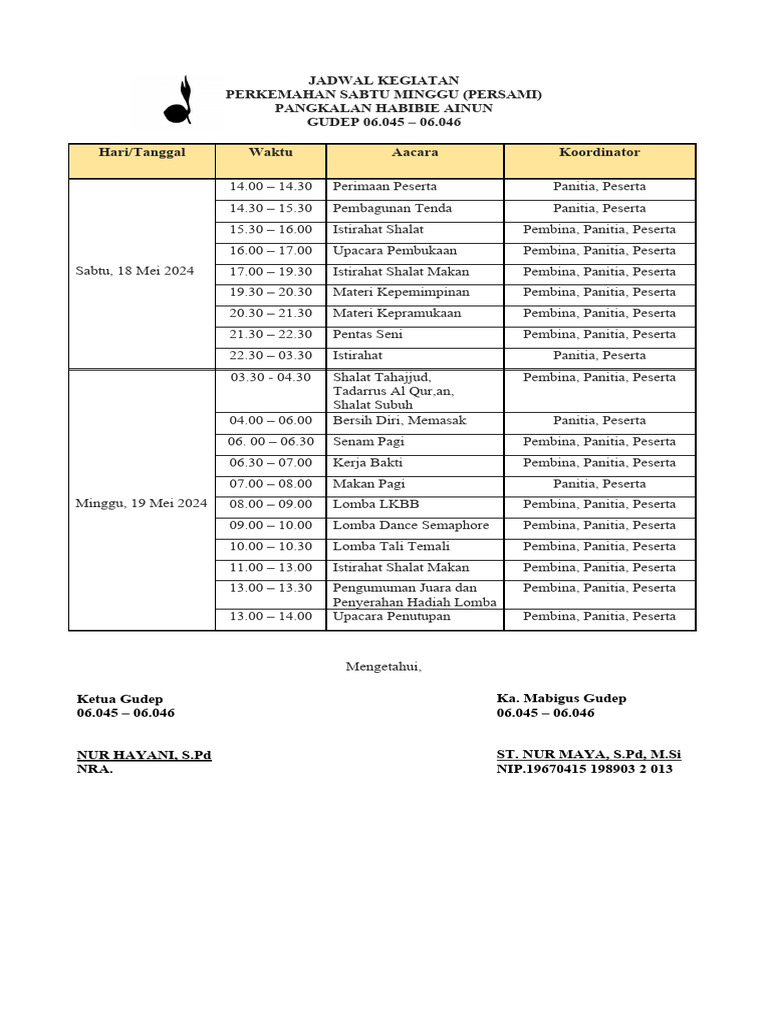 Jadwal Persami Mei 2024 | PDF