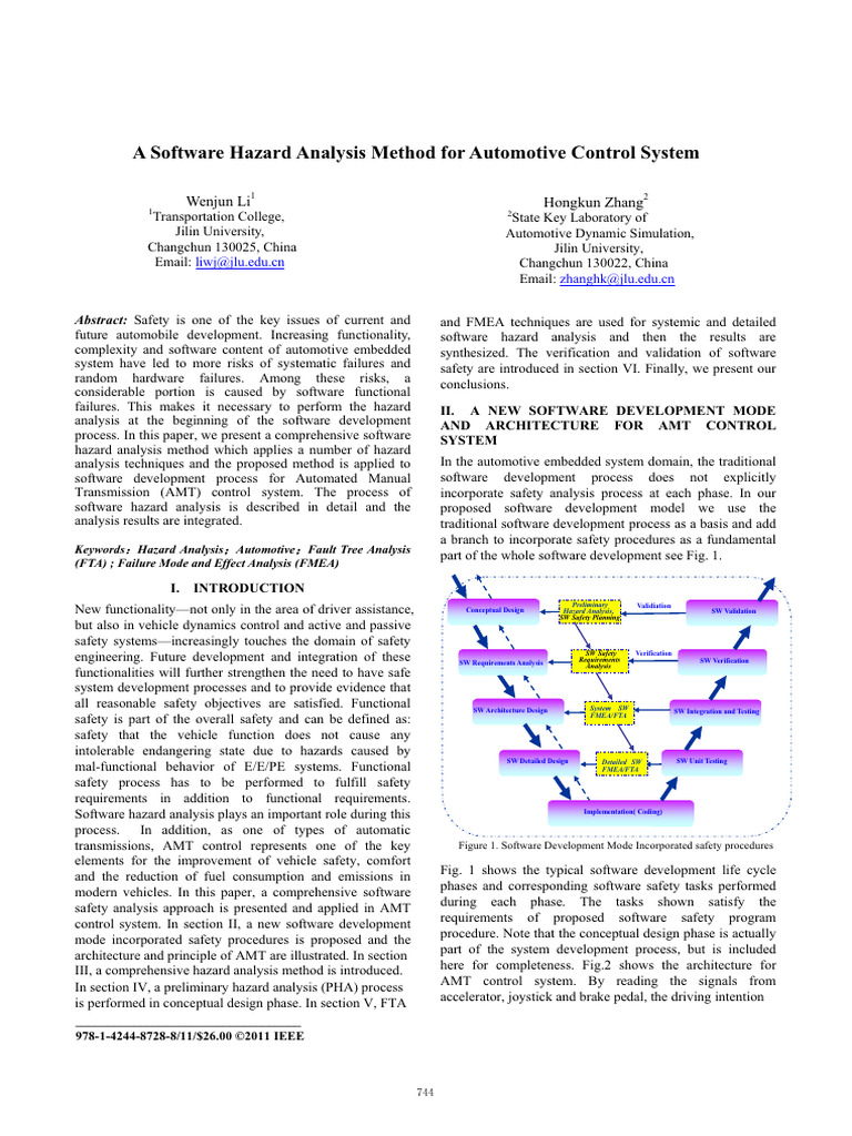 一种汽车控制系统中的软件危害分析方法 | PDF | Reliability Engineering | Systems Thinking