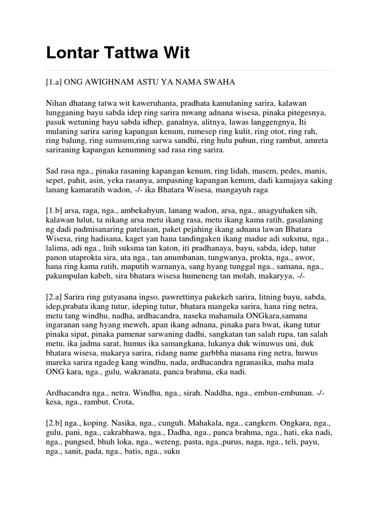 Lontar Tattwa Wit | PDF