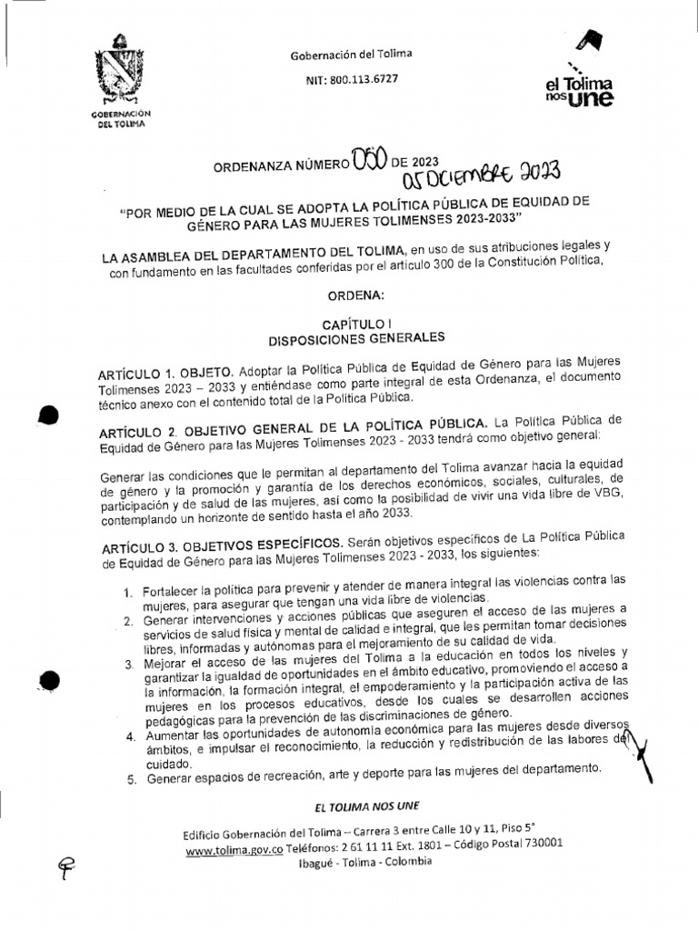 Ordenanza 050 de 5 de Diciembre Del 2023 | PDF