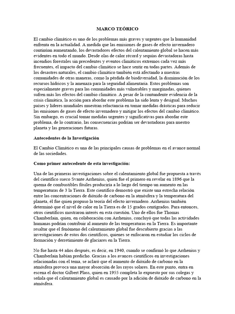 MARCO TEÓRICO sobre CAUSAS, EFECTOS Y SOLUCIONES DEL CAMBIO CLIMÁTICO ...