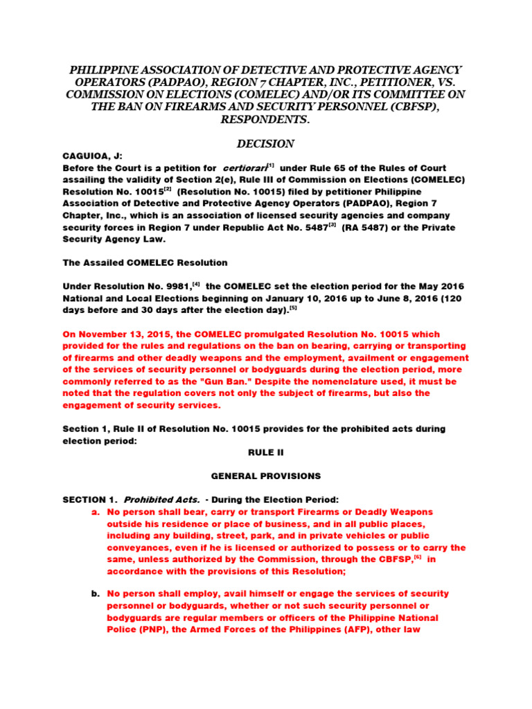 Padpao Vs Comelec | PDF | Security Guard | Mootness