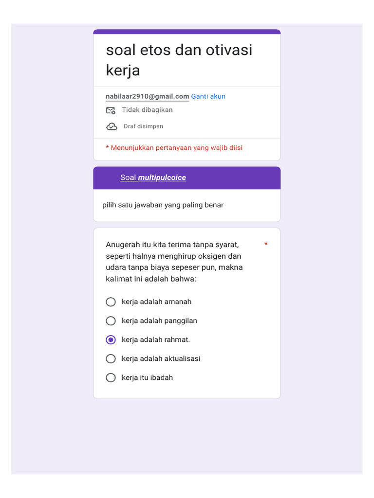 Soal Etos Dan Otivasi Kerja | PDF | Pengembangan Diri | Sains & Matematika