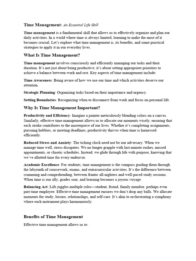 Mariam Time Management | Download Free PDF | Time Management ...