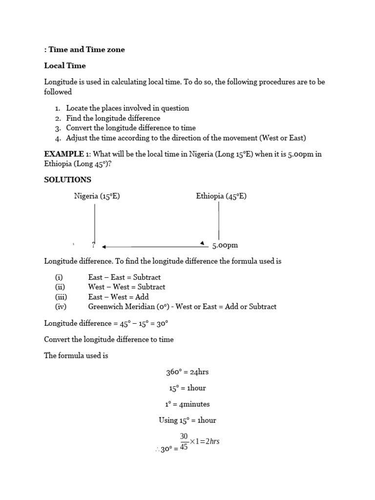 Time and Time Zone | PDF | Greenwich Mean Time | Longitude