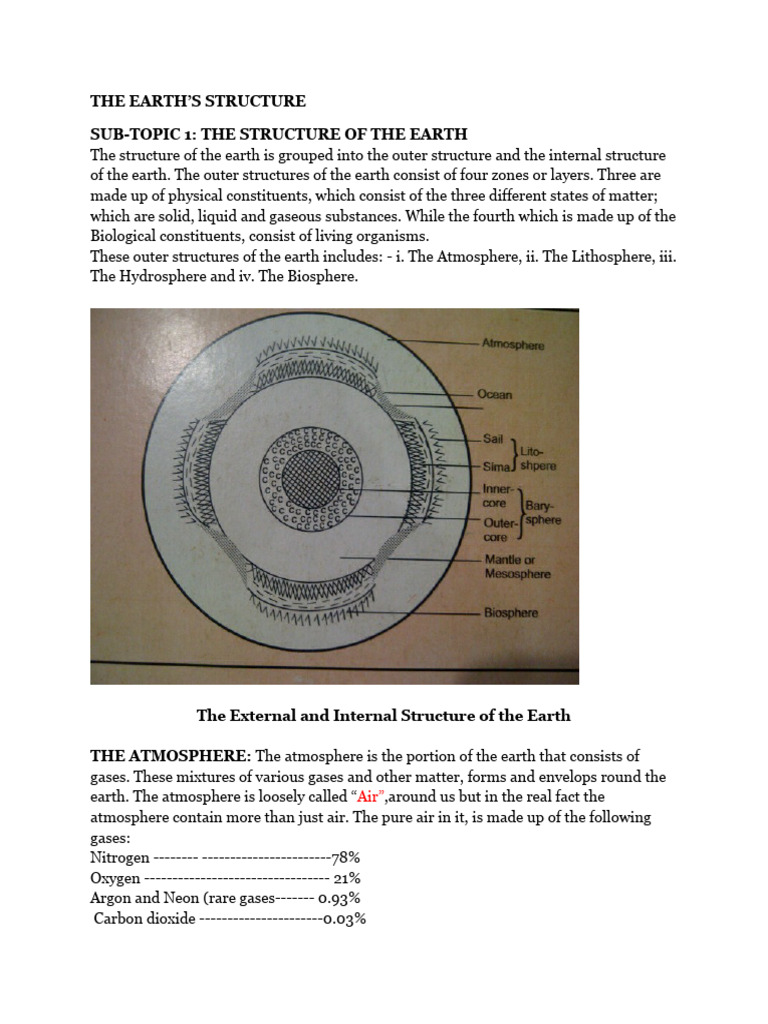 The Earth and Its Structure | PDF | Atmosphere Of Earth | Atmosphere