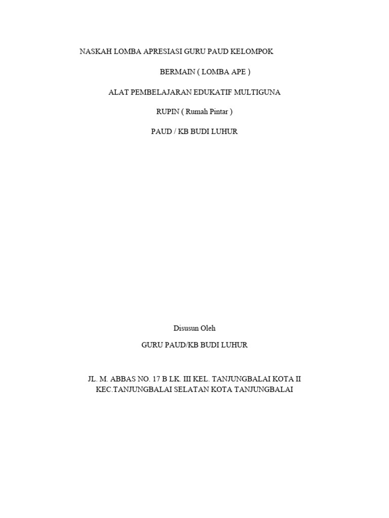 Naskah Lomba APE Multiguna "Rupin" | PDF | Griya & Taman