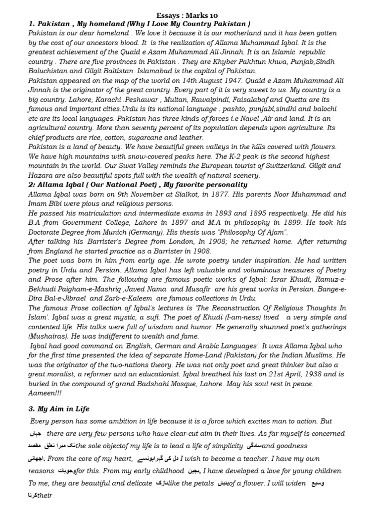 English Essays For Class 9th and 10th | PDF | Pakistan