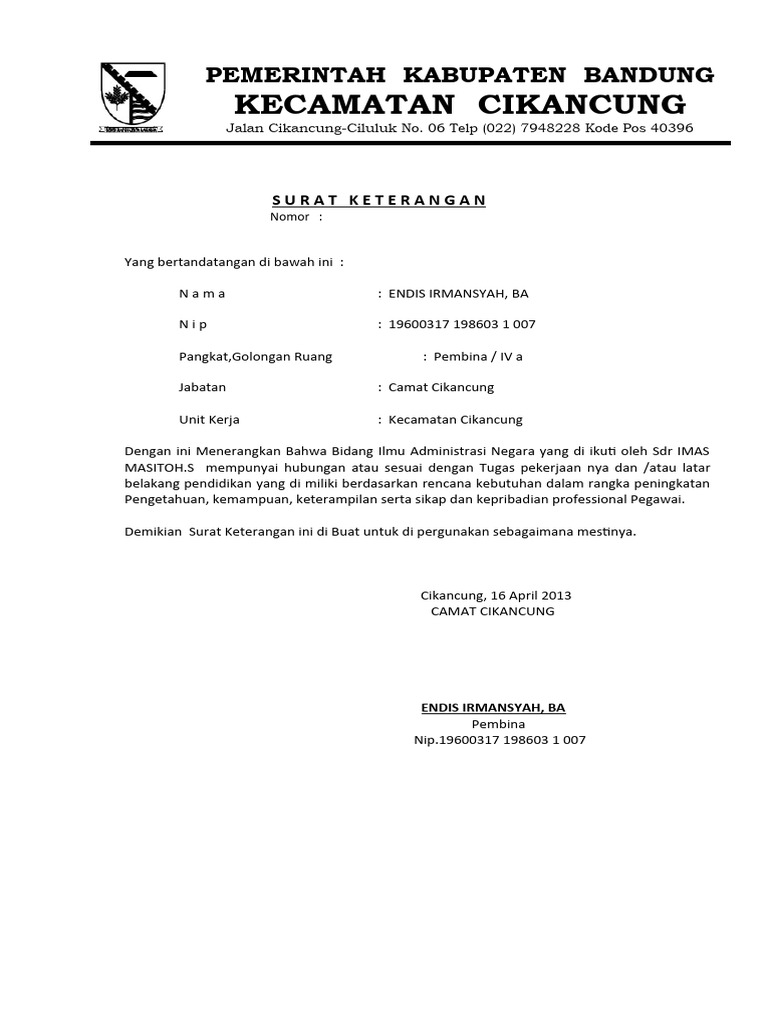Surat Tugas Camat | PDF Surat Tugas Camat | PDF