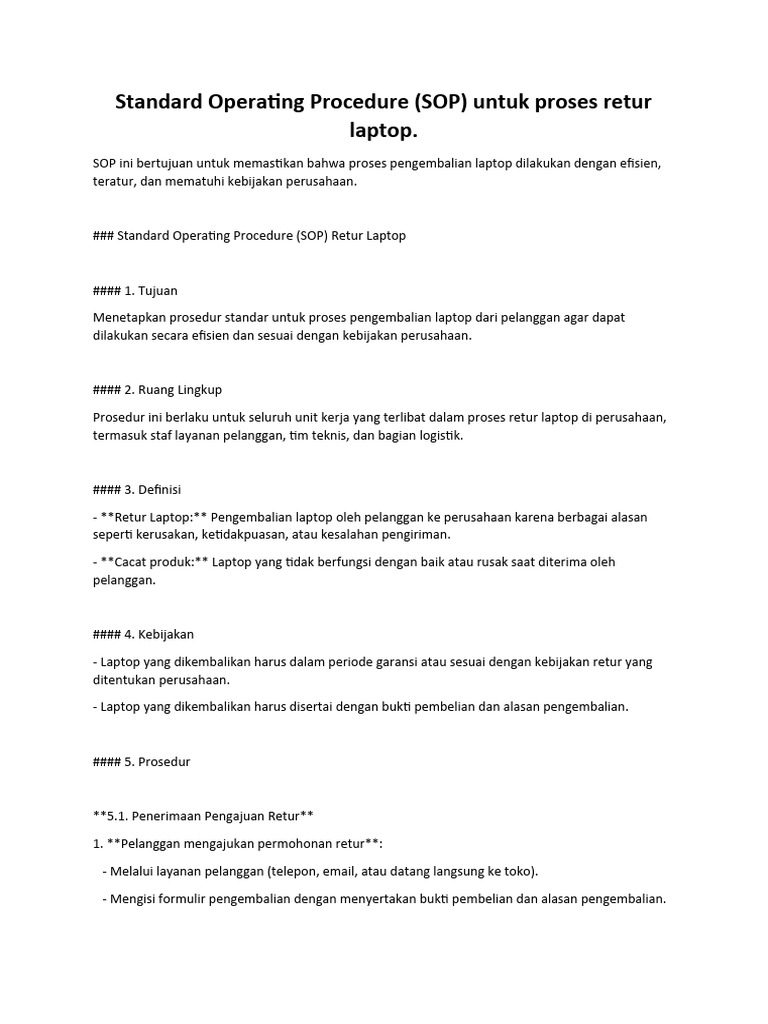 Sop Retur Laptop | PDF