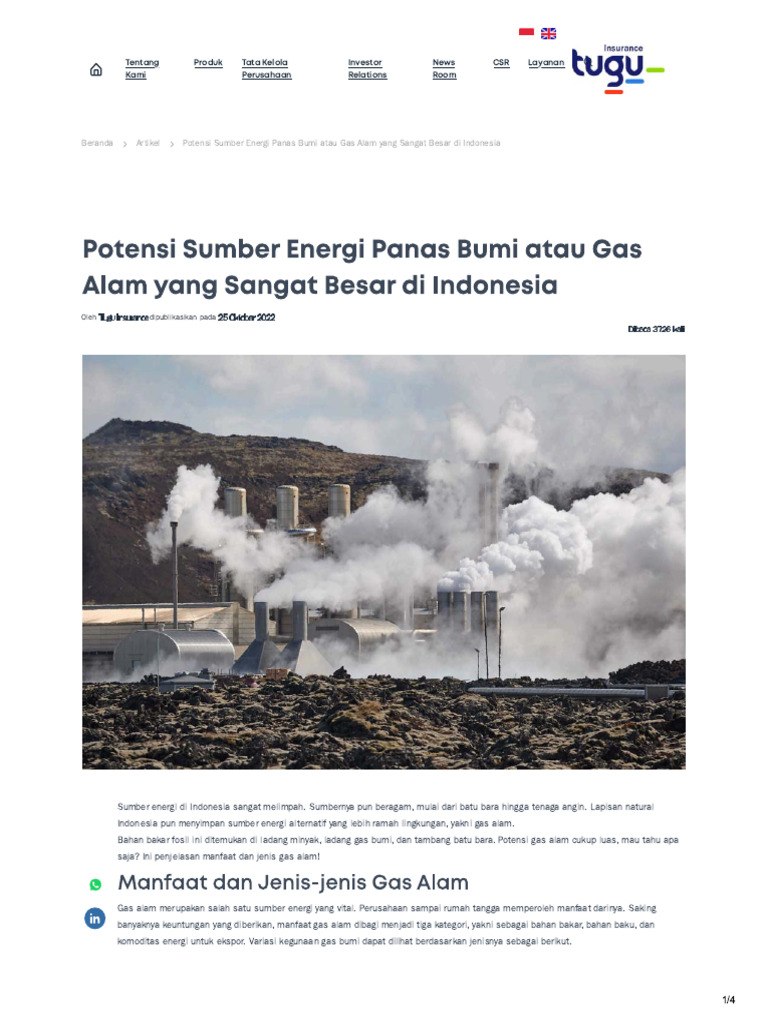 Potensi Sumber Energi Panas Bumi Atau Gas Alam Yang Sangat Besar Di ...