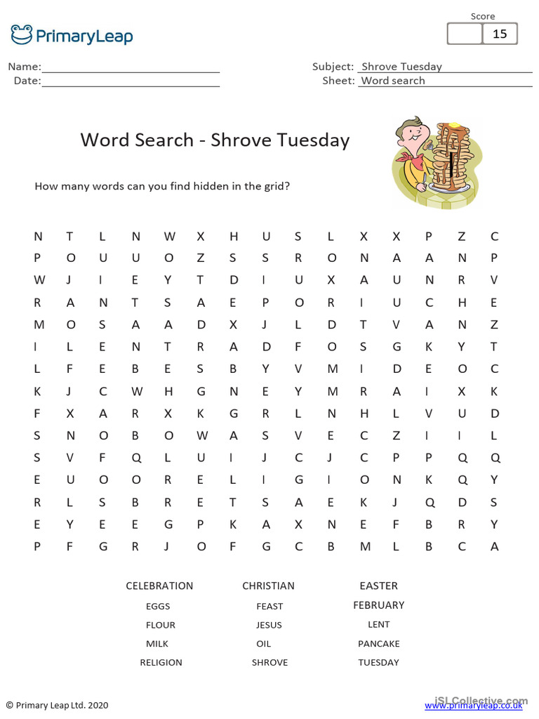 Word Search Activity - Pancake Day - Shrove Tuesday | PDF | Pancake ...