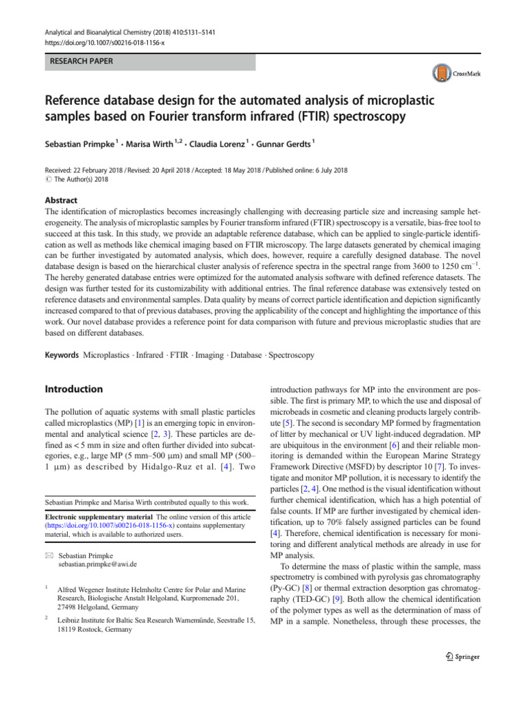 Reference Database Design For The Automated Analysis of Microplastic Samples Based On Fourier ...