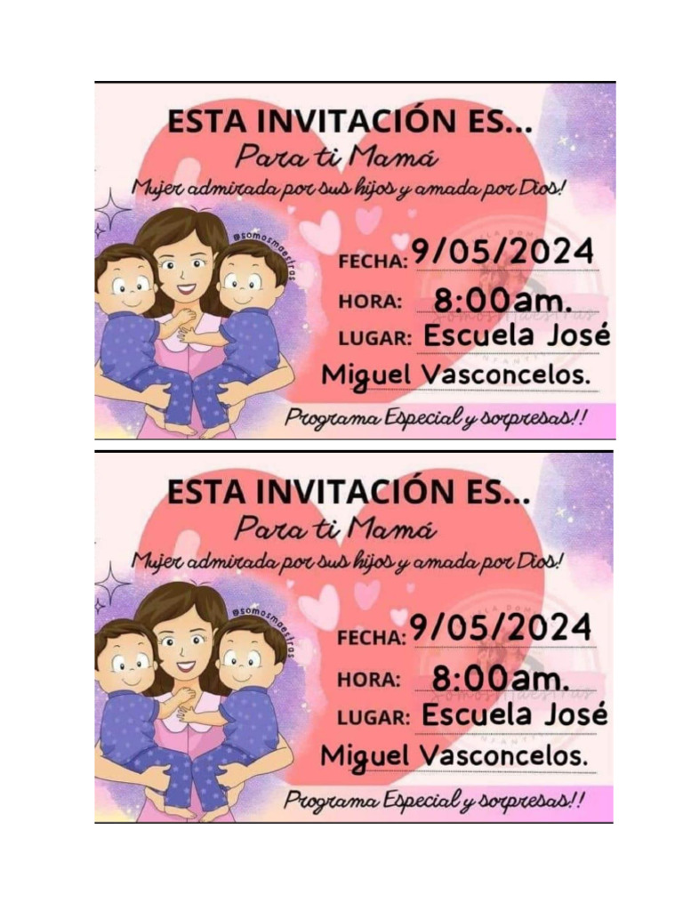 Invitacion Dia De La Madre Pdf