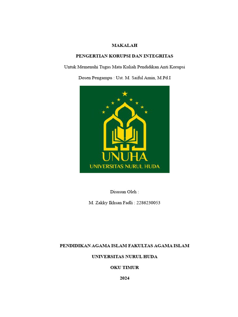 Korupsi dan Integritas: Definisi dan Hubungan | PDF