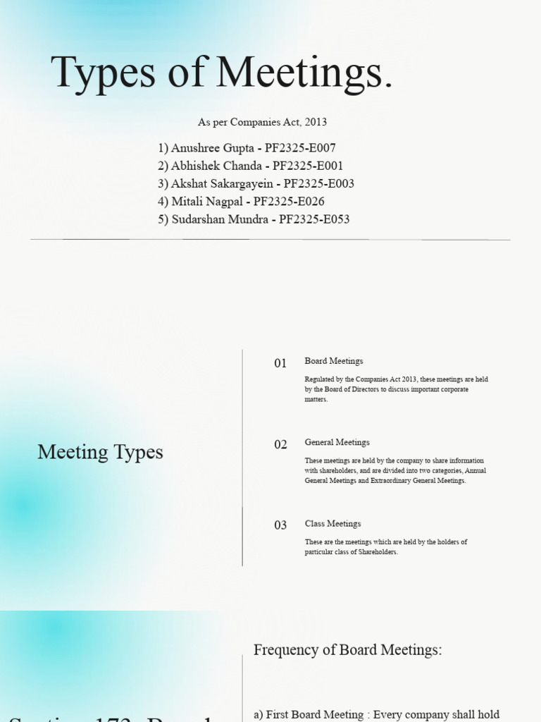 Types of Meetings. | PDF | Board Of Directors | Business Law