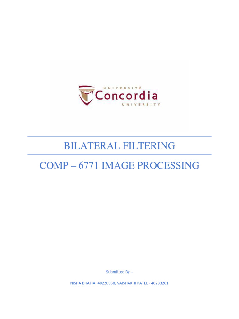 COMP 6771 - Bilateral Filtering | PDF | Pixel | Filter (Signal Processing)