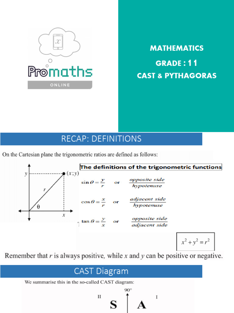 Grade 11 PROMATHS Cast & Pythagoras (TRIG) | PDF | Angle | Elementary ...