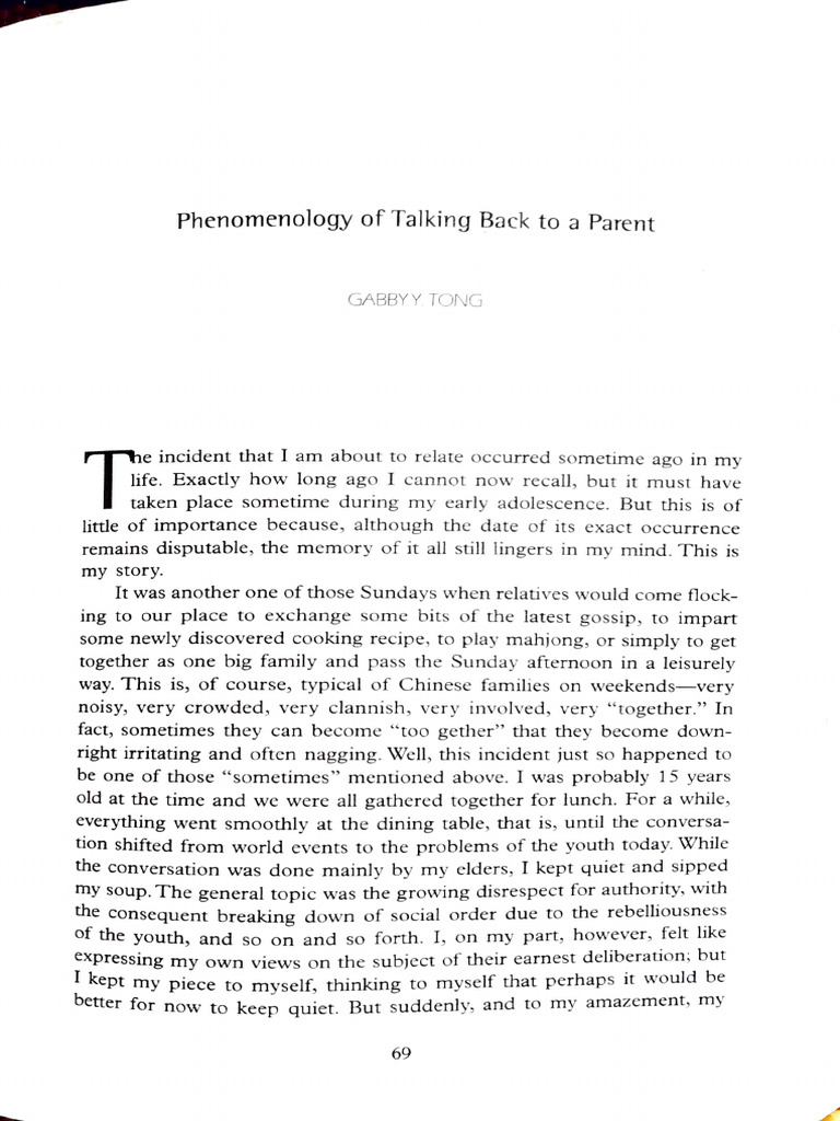 Talking Back to a Parent | PDF | Behavioural Sciences