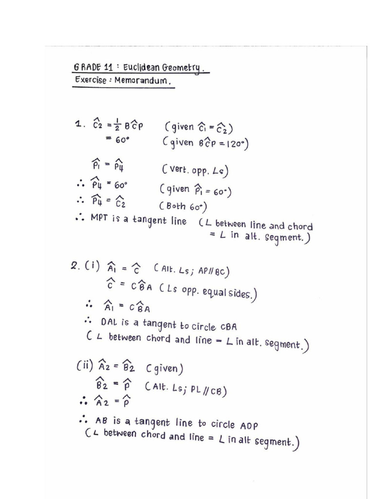 Euclidean Geometry Memo Gr11 Pdf 