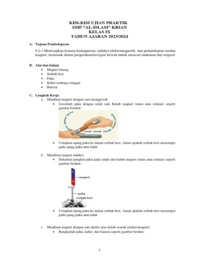 Kisi-Kisi Unprak Kemagnetan 2023-2024 | PDF | Sains & Matematika