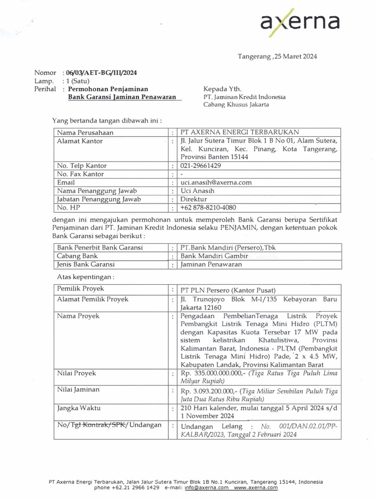 Permohonan Penjaminan-AET | PDF
