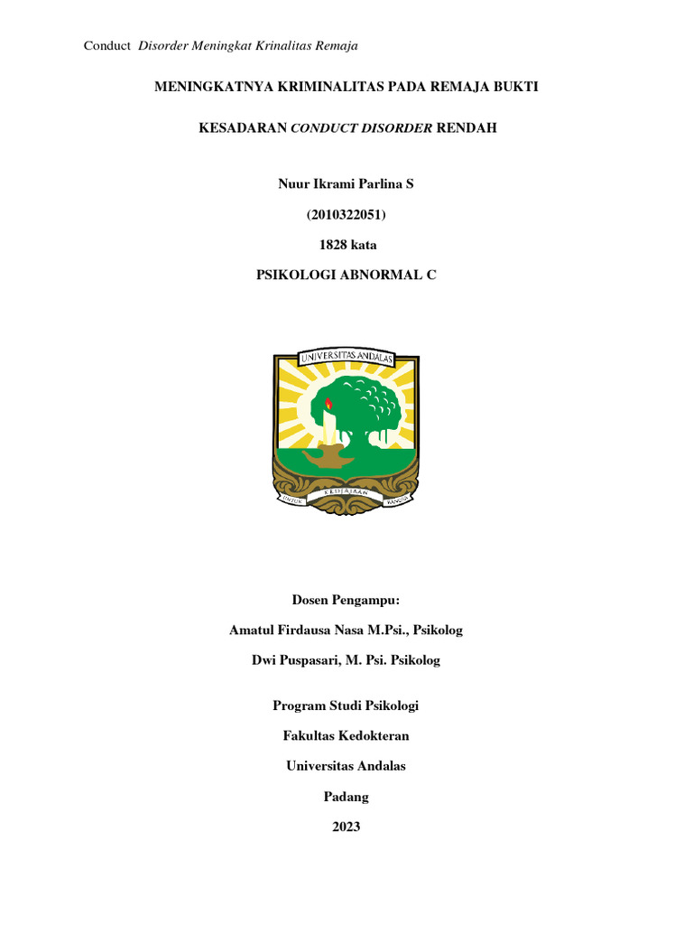 Nuur Ikrami Parlina S - 2010322051 - Kelas C - Tugas Akhir Semester PSIKOLOGI ABNORMAL ESSAI FIX ...