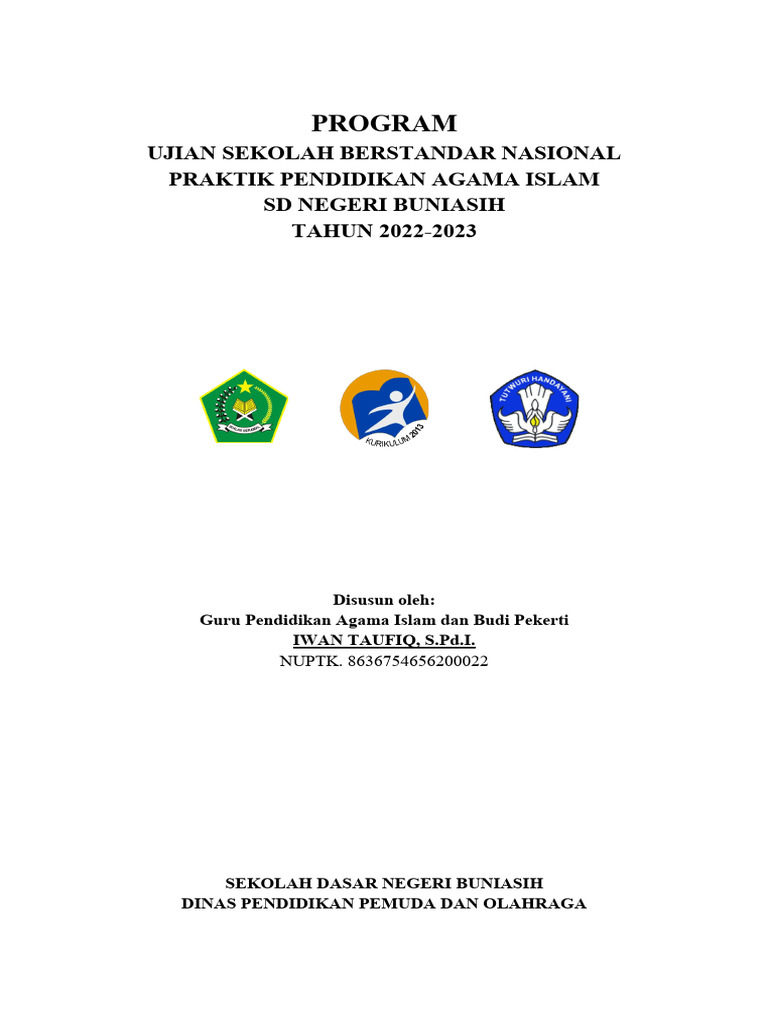 Program Ujian Praktik PAI SD 2022-2023 | PDF