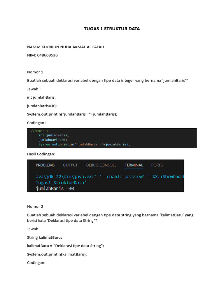Tugas 1 Struktur Data - Khoirun Nuha Akmal Al Falah | PDF