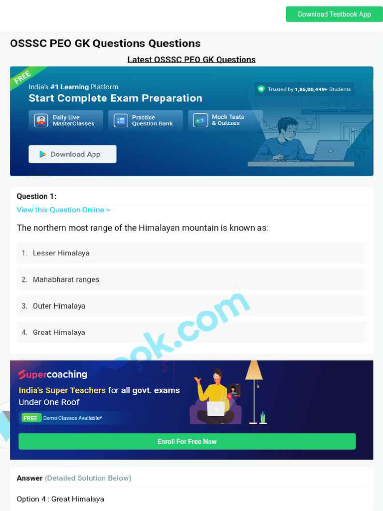 Osssc Peo GK Questions 64930efc1831656ab13c4bfe | PDF