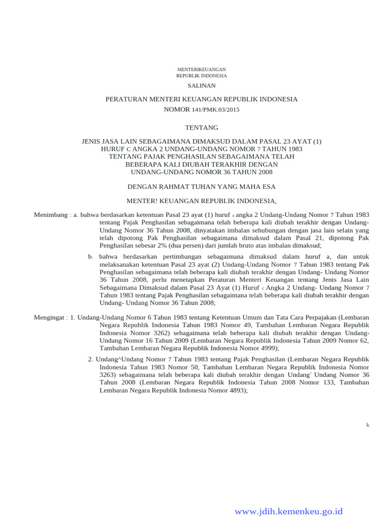 Jenis Jasa untuk PPh 23 | PDF