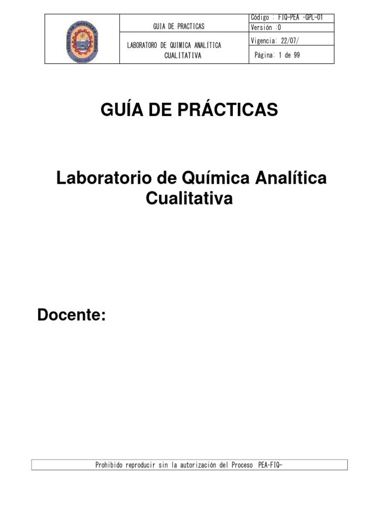 Guía de Laboratorio Qa Cualitativa 2024 | PDF | Mercurio (Elemento) | Cobre