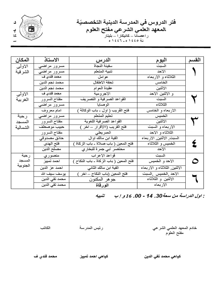 Jadwal Pelajaran Madin Takhosussiyah Fix | PDF