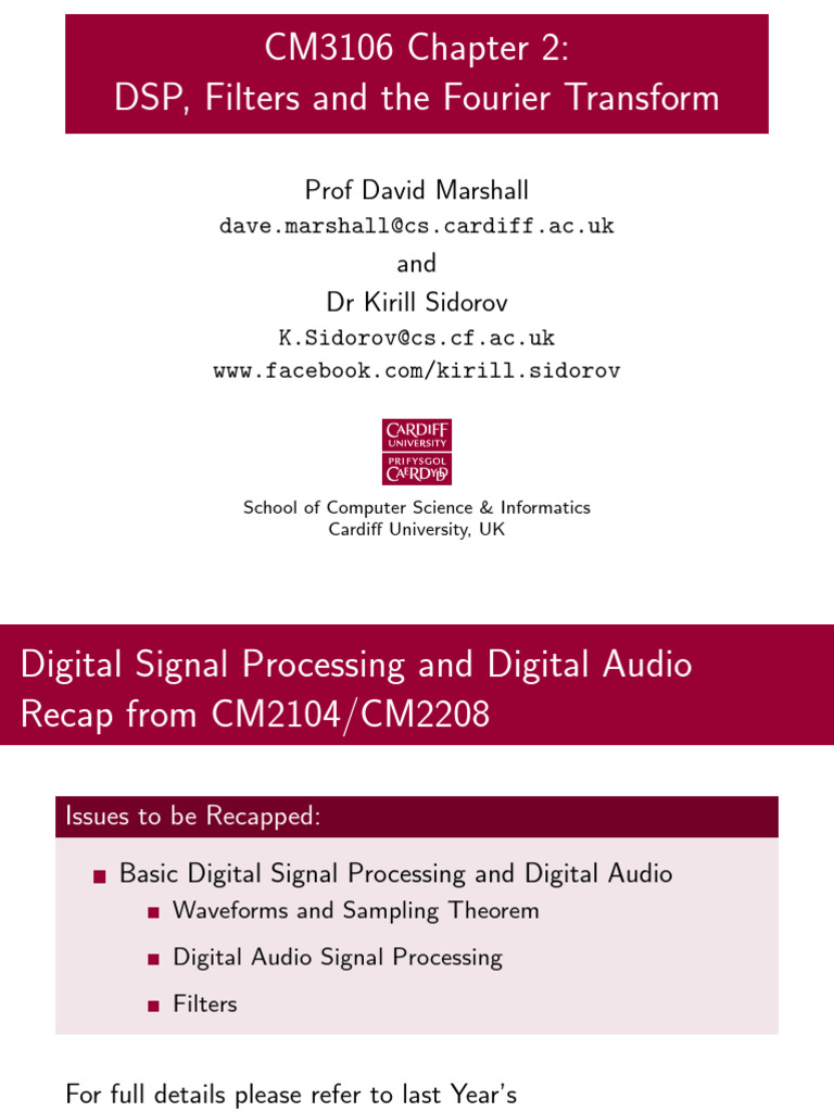 02 Filters And Fourier Transforms Pdf Signal To Noise Ratio Decibel