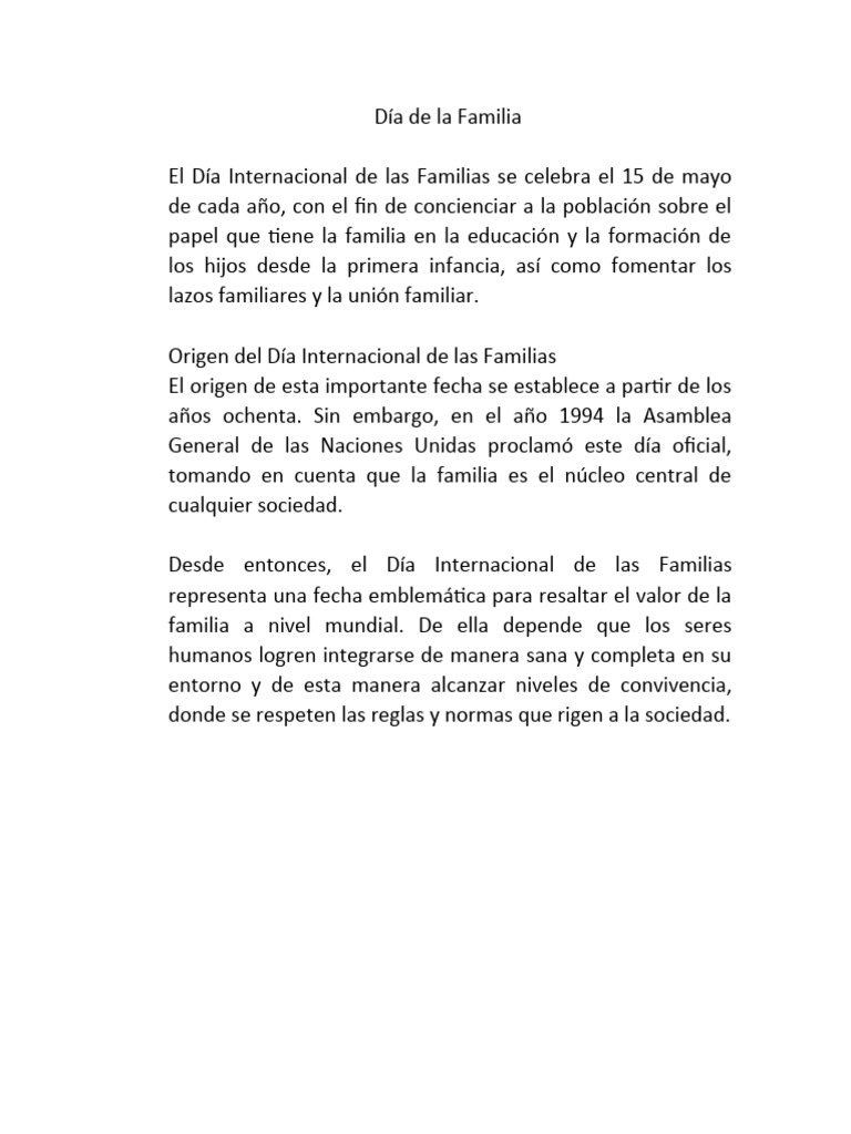 Día Internacional de las Familias 2023 | PDF