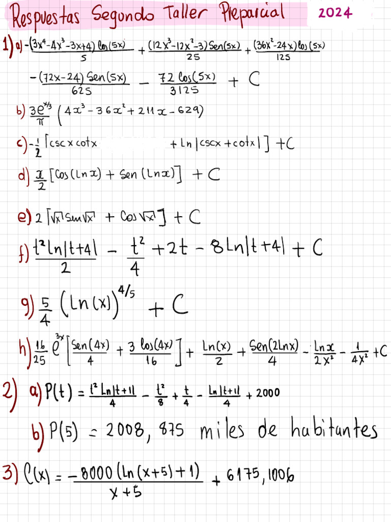 Respuestas Taller Preparcial 2022 | PDF